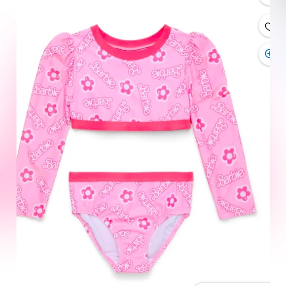 Barbie | Swim | Authentic Barbie Floral Pink Kids Rashguard Set | Poshmark